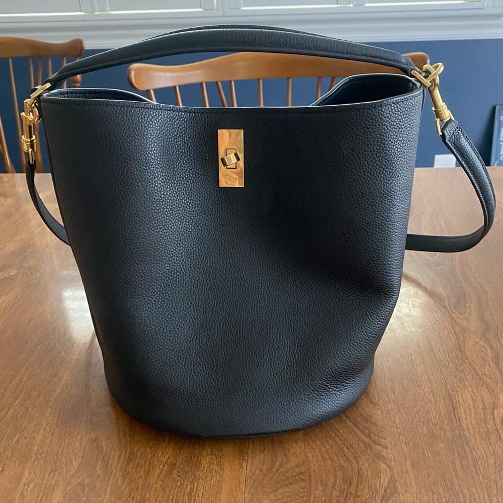 Celine Bucket Bag 16 Black Leather - Gem